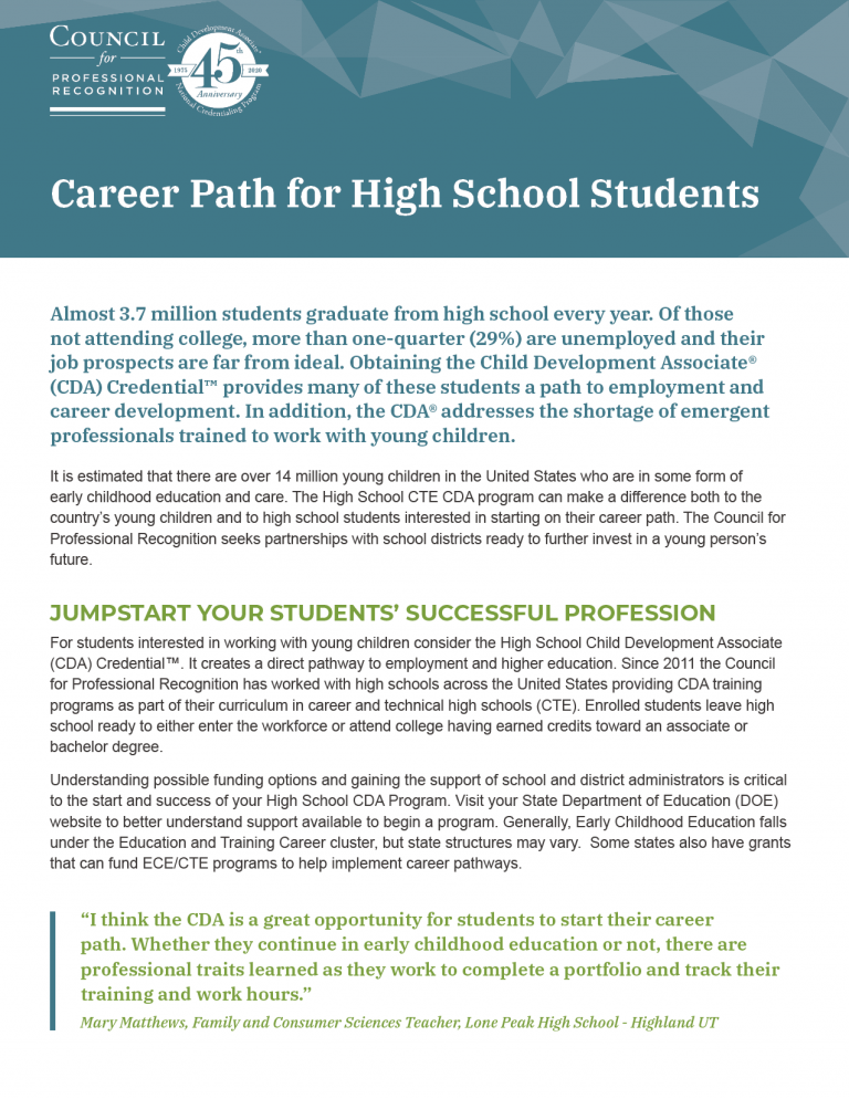 High School Fact Sheet - CDA Council