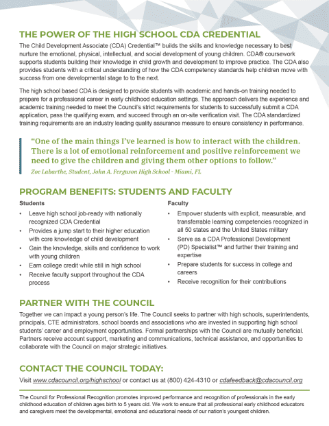 High School Fact Sheet - CDA Council